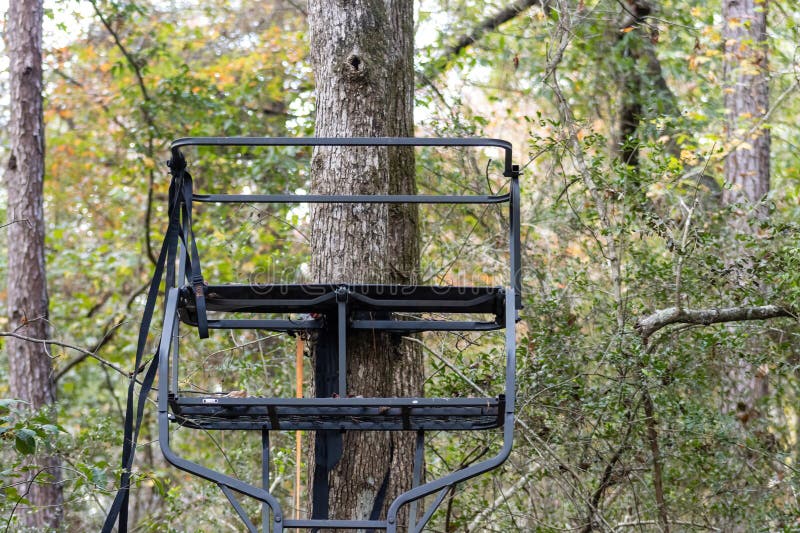 Hunters Tree Stand with Platform Stock Image - Image of furniture, wood ...