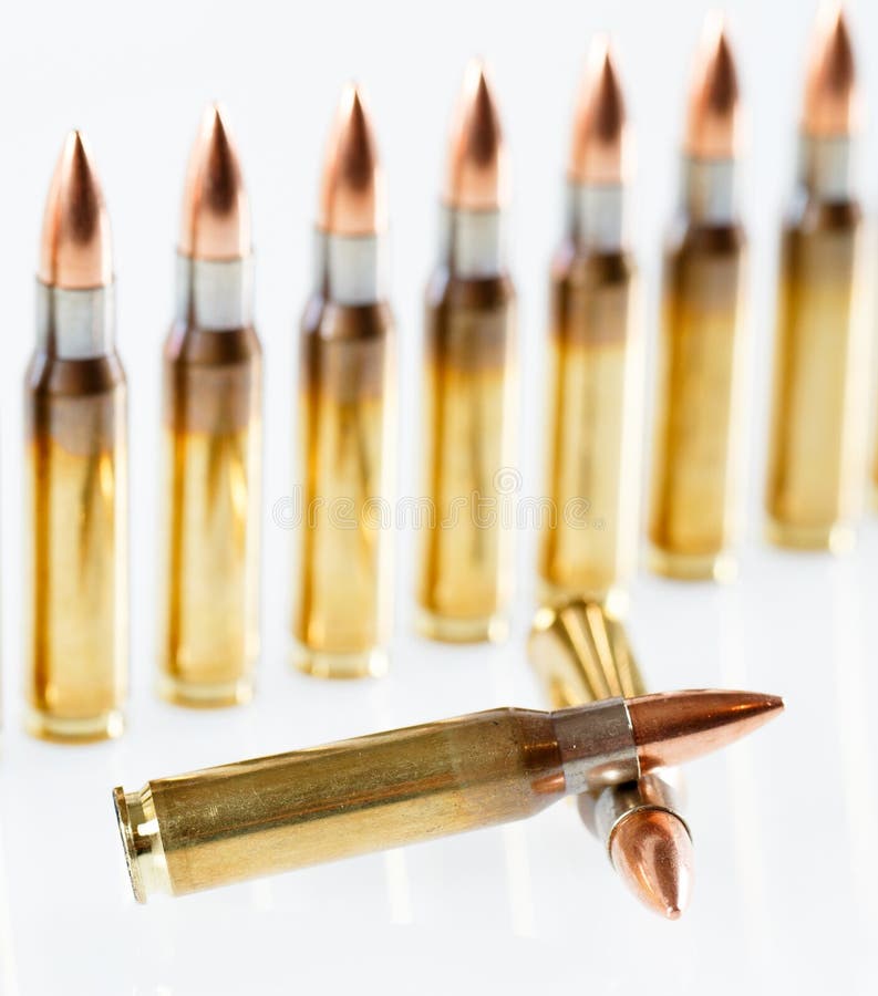 Hunting Cartridges of Caliber on a White Background. 308 Win Stock ...