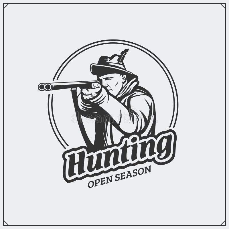 Hunting Club Emblem. Hunter With A Gun. Stock Vector - Illustration of ...