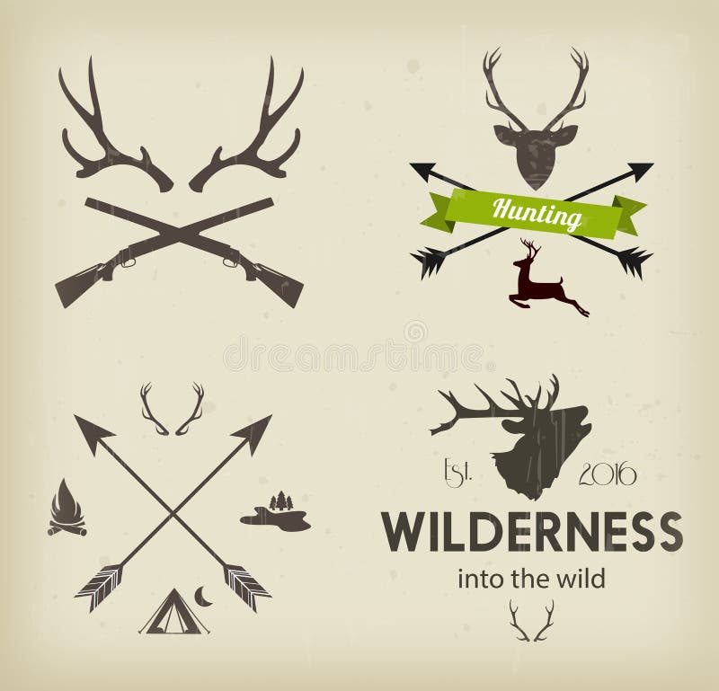 Hunting Club Symbols Set Vector Stock Vector - Illustration of isolated ...