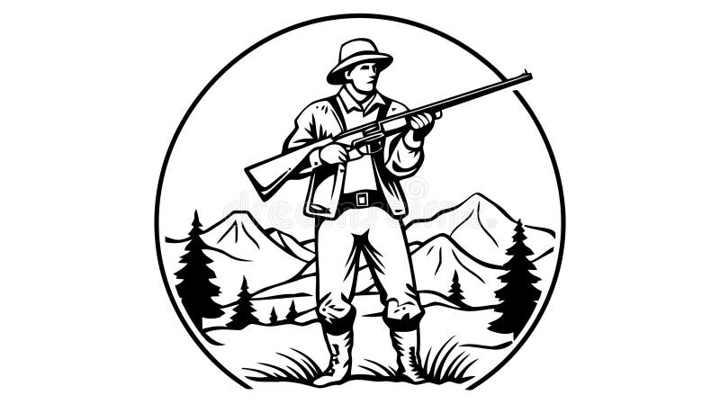 Hunting and Fishing Icon, Logo. Vector Illustration on White Background ...