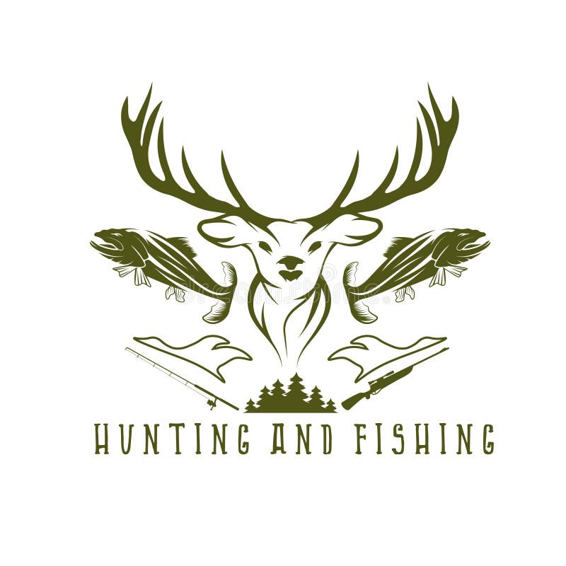 Hunting and Fishing Vintage Emblem Design Template Stock Vector ...