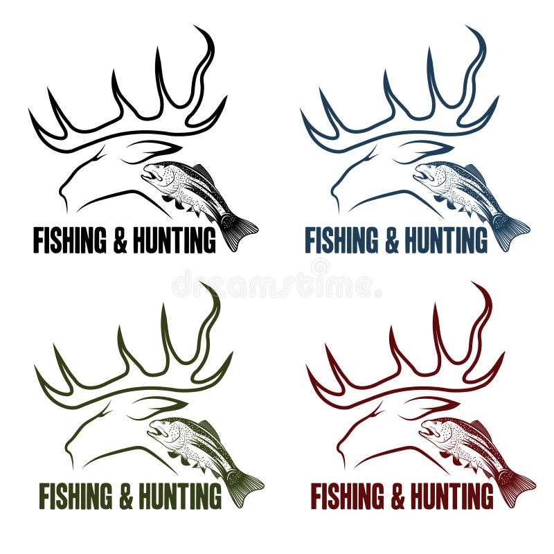Hunting and Fishing Vintage Emblems Set Stock Vector - Illustration of ...
