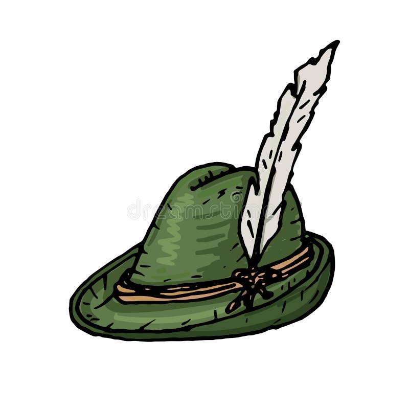 Hunting hat with feather stock vector. Illustration of traditional ...