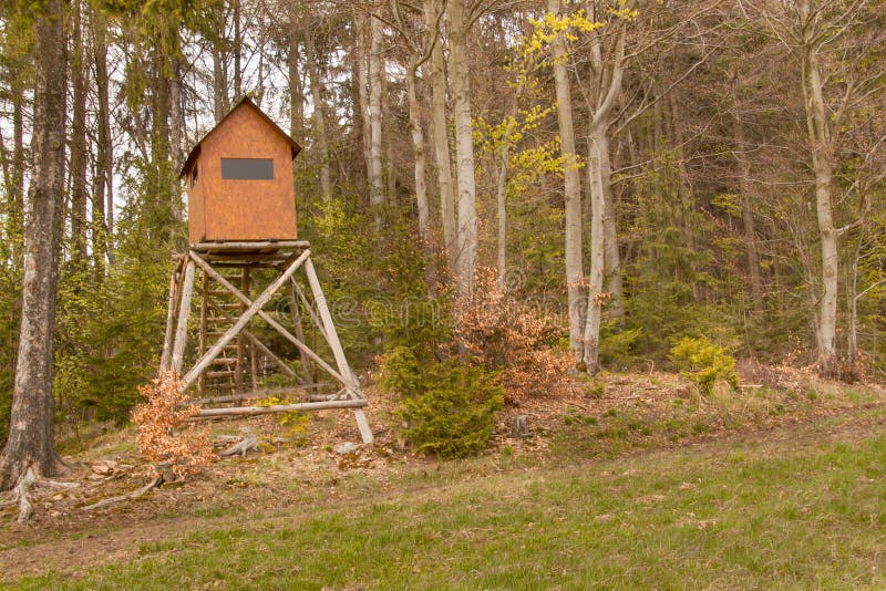 Hunting Hide in the Forest. Hunting Stash. the Wooden Tower. Stock ...