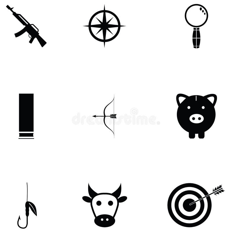 Hunting icon set stock vector. Illustration of shooting - 120566239