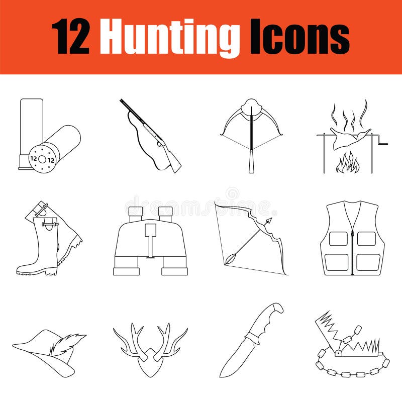 Hunting icon set stock vector. Illustration of hunt - 125444148