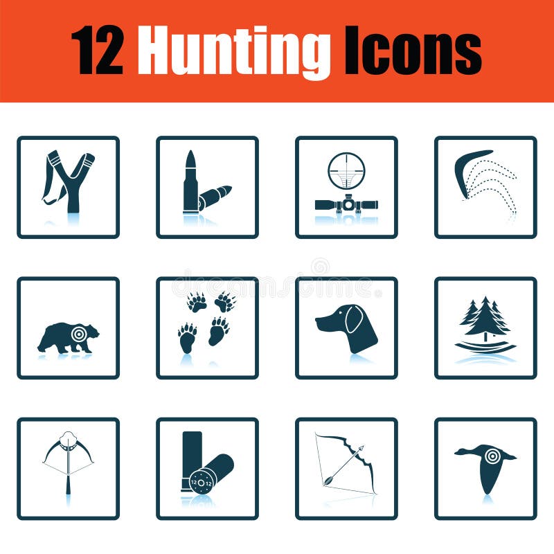 Hunting icon set stock vector. Illustration of outdoor - 75612622