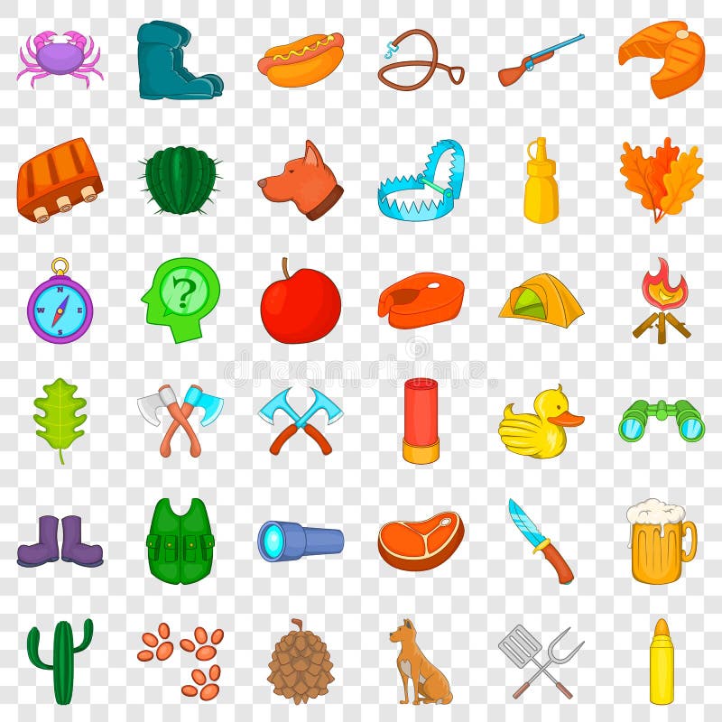 Hunting Icons Set, Cartoon Style Stock Vector - Illustration of leaf ...