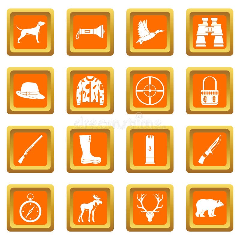 Hunting Icons Set, Cartoon Style Stock Vector - Illustration of ...