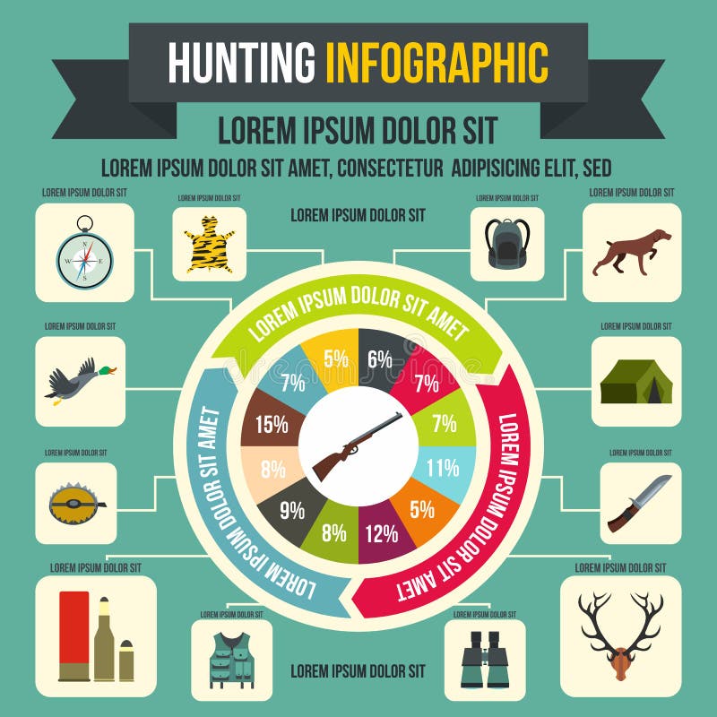 Hunting Infographic Template. Dog Hunting, Equipment, Statistical Data ...