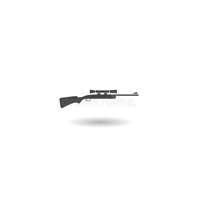 Hunting Rifle Icon with Shadow Stock Vector - Illustration of pistol ...