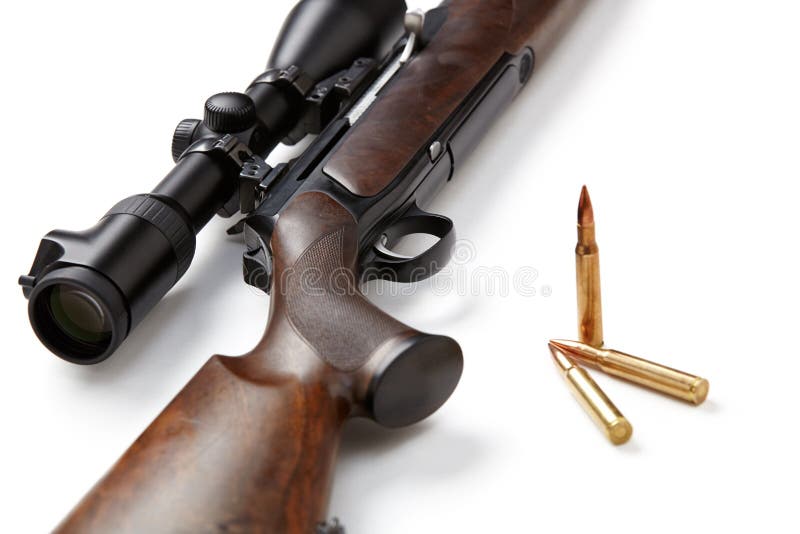Hunting Rifle Isolated on White Background. Stock Photo - Image of ...