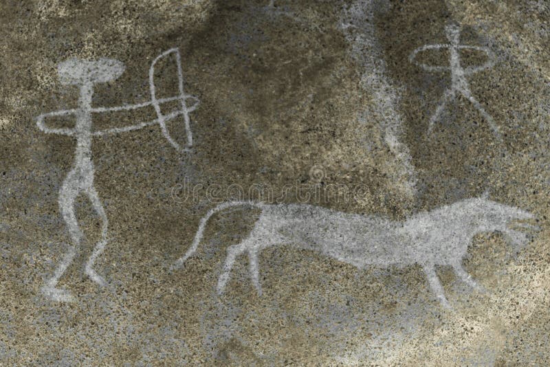 A Hunting Scene of an Ancient Man Stock Photo - Image of pattern ...