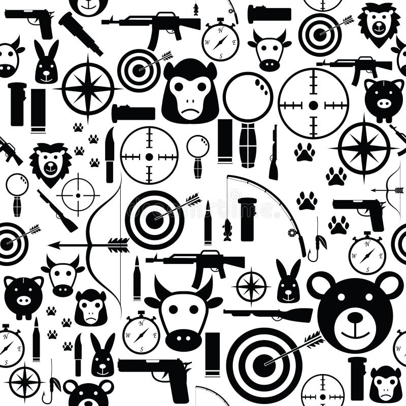 Hunting Seamless Pattern Background Icon Stock Vector - Illustration of ...
