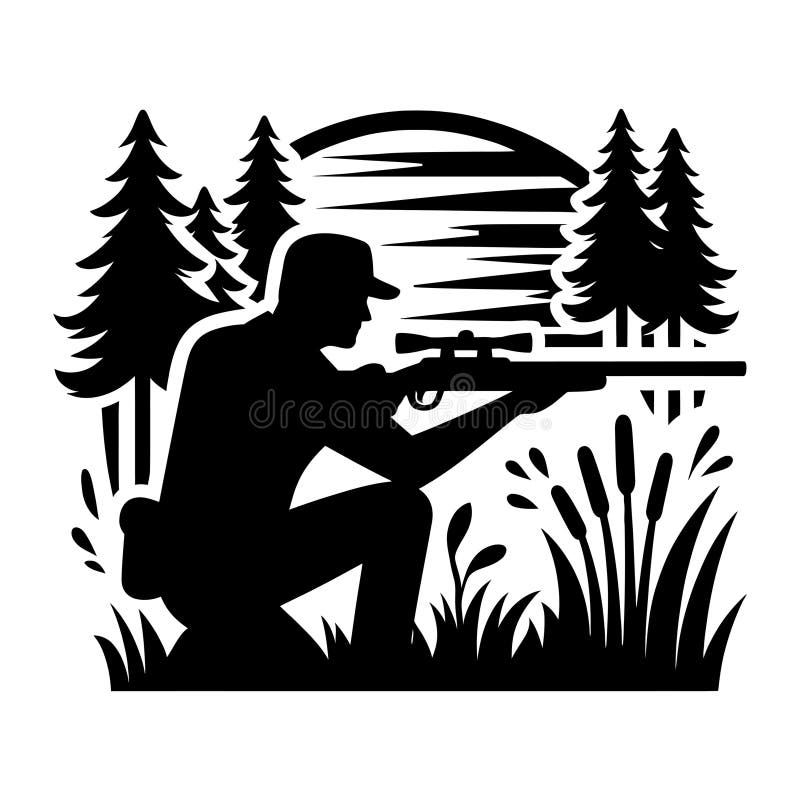 Deer Hunter Silhouette Vector