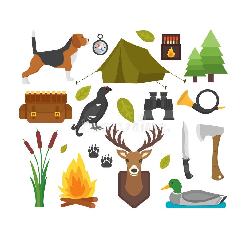 Hunting Symbols Vector Set. Stock Vector - Illustration of seal, antler ...