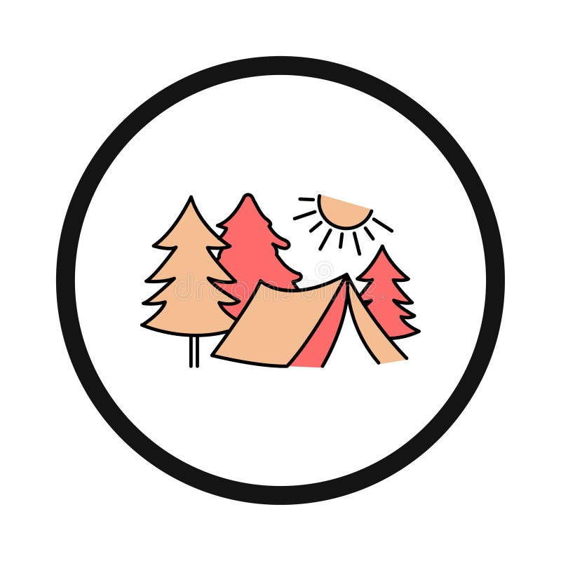 Hunting, Tent, Tree, Sun, Hunting Tent Icon Stock Vector - Illustration ...