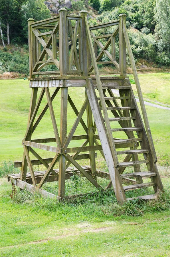 Wooden Lookout Tower For Hunting In The Woods Stock Image - Image of ...