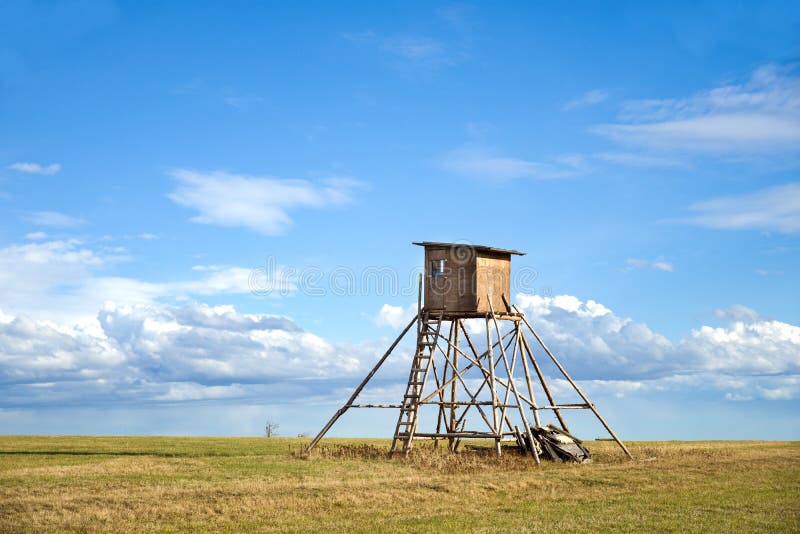 Hunting tower stock photo. Image of field, rural, meadow - 130357314