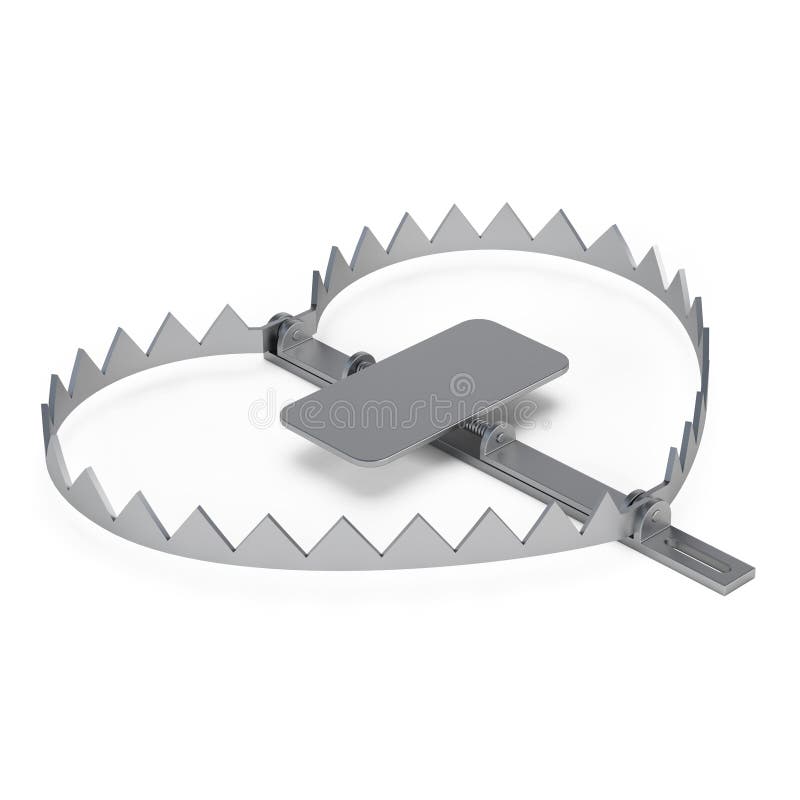 Hunting Trap Isolated on White Background. Heart-shaped Trap, Love Trap ...
