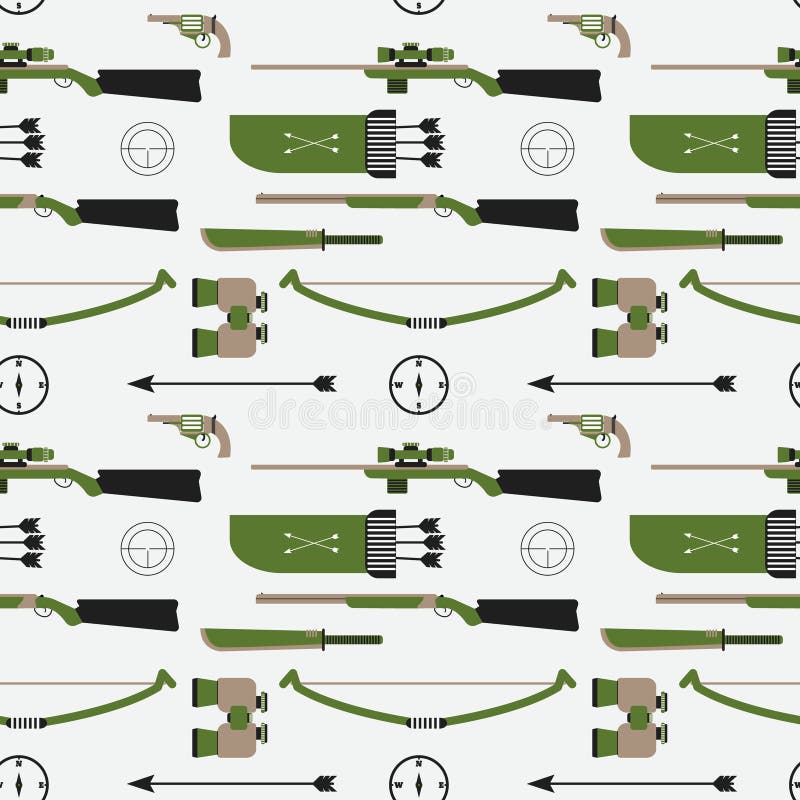 Hunting Vector Pattern. Flat Style Equipment Stock Vector ...