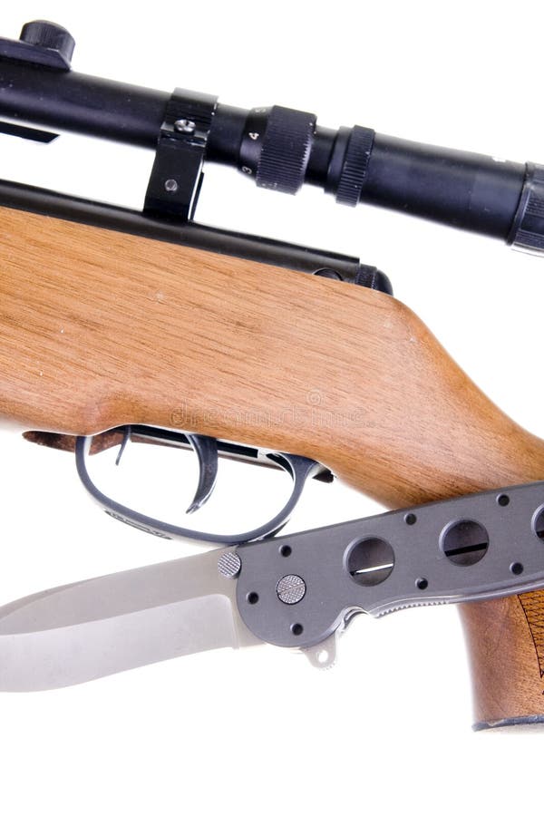 Hunting weapon and knife stock image. Image of hunt, shot - 10834301