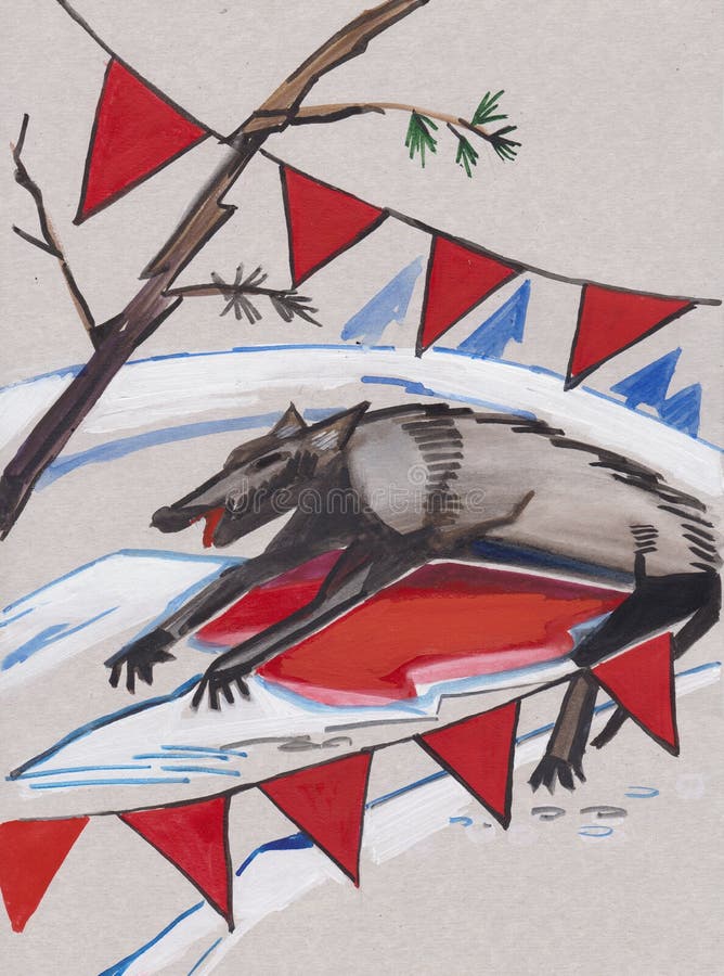 Hunting wolves in winter stock illustration. Illustration of winter ...