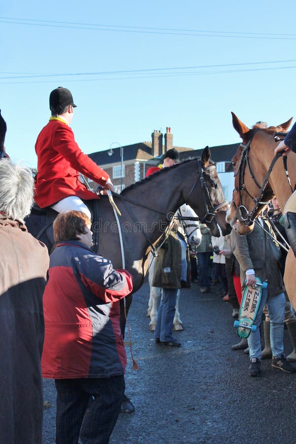 Fox Hunt Huntsman Ready Horse Whip Jacket Stock, Photo, Photograph ...
