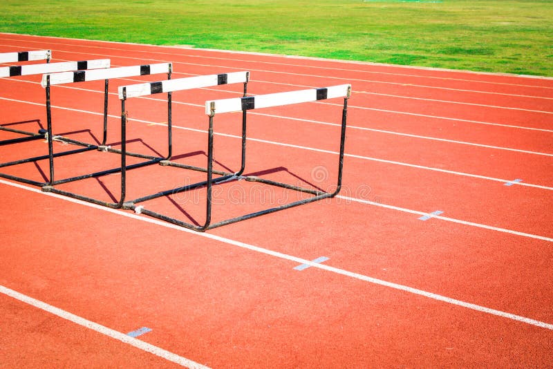 Hurdle Race on Stadium Track Stock Image - Image of fitness, speed ...