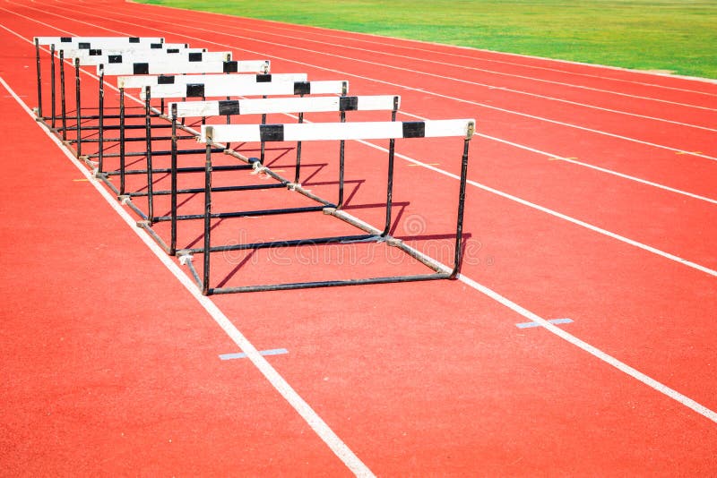 Hurdle Race on Stadium Track Stock Image - Image of competitive ...