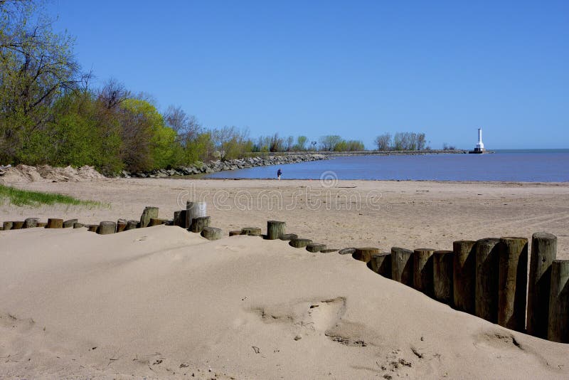 Huron Harbor Lighthouse stock image. Image of tall, built - 129599181