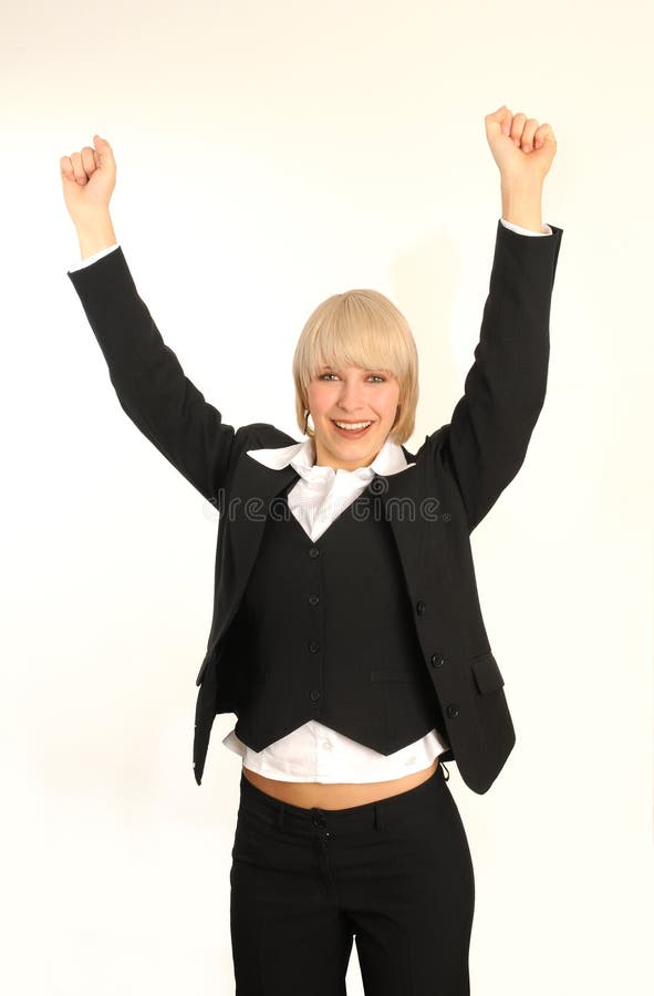 Hurray stock image. Image of happy, isolated, black, blonde - 6936955