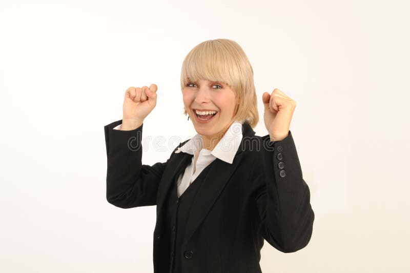 Hurray stock image. Image of isolated, success, blonde - 6936955
