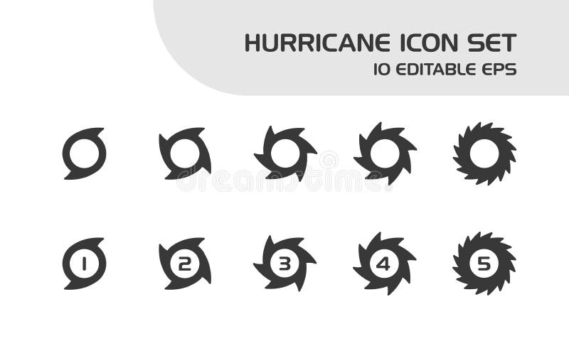 Hurricane Categories. Intensity Rates. Icon Set. Weather and Map Vector ...