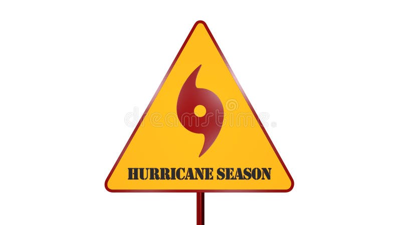 Hurricane Danger Sign and Storm in the Background 3D Rendering Stock ...