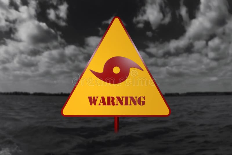 Hurricane Danger Sign and Storm in the Background 3D Rendering Stock ...