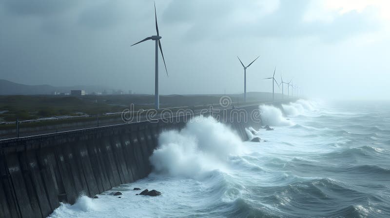 Hurricane-deflecting Ocean Barrier, Ai Generated Image Stock Photo ...