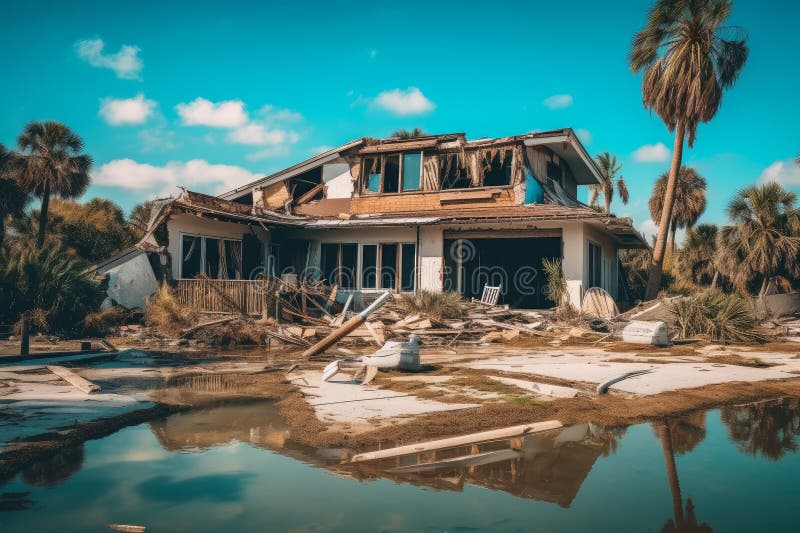 Hurricane Destroy House. Generate Ai Stock Illustration - Illustration ...