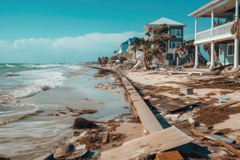 Hurricane Devastation on the Coast Stock Illustration - Illustration of ...