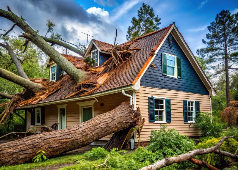 Hurricane Devastation Fallen Tree Causes Extensive Roof Damage Urgent ...