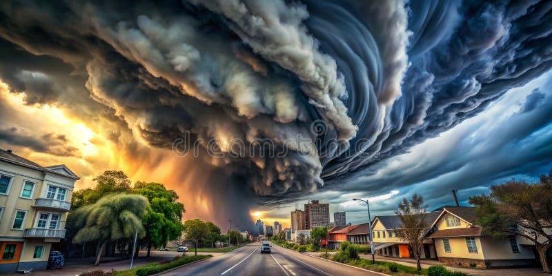 Hurricane Evacuation Panoramic View of a Storms Devastating Impact on a ...