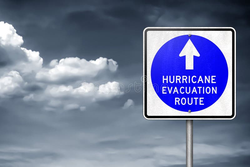 Hurricane Evacuation Route - Traffic Sign Information Stock Photo ...
