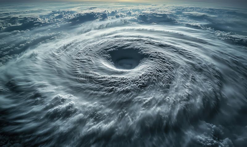 Hurricane Eye Captured from Above with Dramatic Cloud Patterns and ...