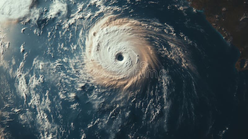 Hurricane Eye from Space, Powerful Cyclone Swirling Over Ocean, Climate ...