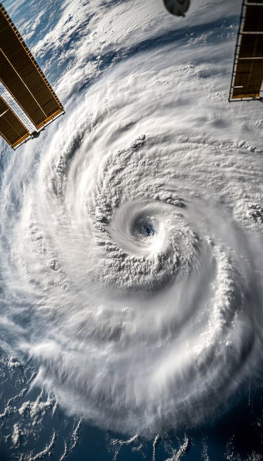 Hurricane Eye from Space, Storm Clouds, Powerful Weather Phenomenon ...