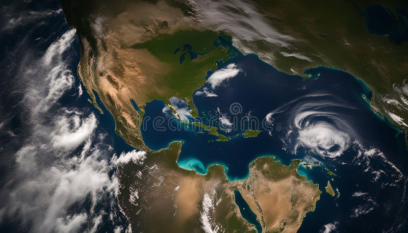 Hurricane Formation Over Atlantic Ocean Stock Illustration ...