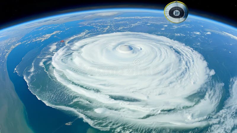 Hurricane Forming Over the Ocean with a Circular Cloud Structure and a ...