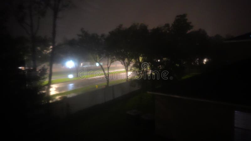 Hurricane Gale Gust Wind, Heavy Rain and Lightning on Landfall Stock ...