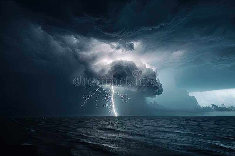 Hurricane with Lightning Storm in the Distance Stock Image - Image of ...